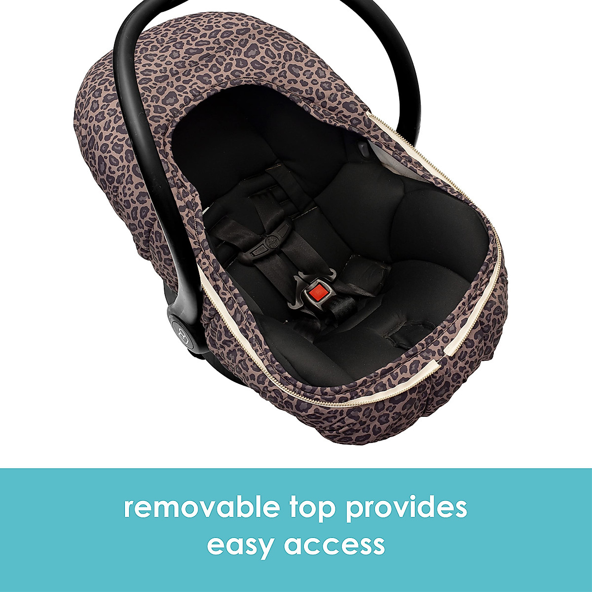 JJ Cole Winter Baby Car Seat Cover - Winter Car Seat Cover for Baby Seat or Stroller - Infant Car Seat Covers with Warm Sherpa Lining - Leopard