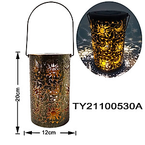 Ruiqas Solar Light Energy Saving Lamp Indoor Outdoor Hollow- Out Leaves Bucket Light Waterproof Lamp for Patio Garden Home Decoration