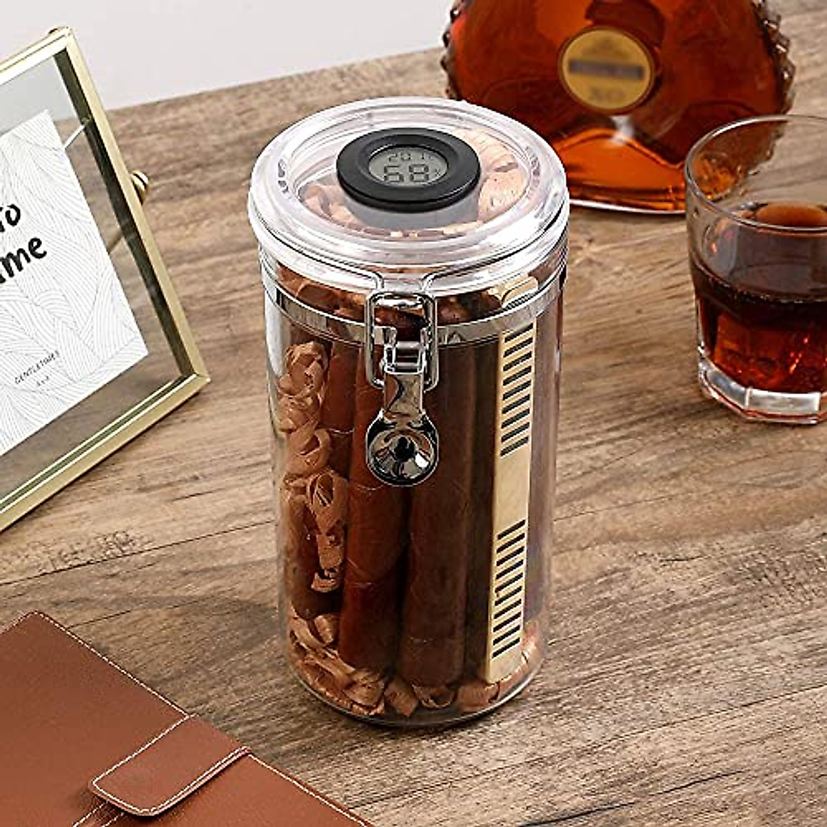 REMIGHTELY BRIGHT Cigar Humidifier - for Tobacco Moisturizing and Increased Humidity, Rectangle and PVA Material, Gold