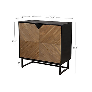 Nathan James Wood Accent Modern Free Standing Buffet Sideboard Hallway, Entryway, Dining Living Room, 1 Storage Cabinet, Enloe - Walnut Brown/Black