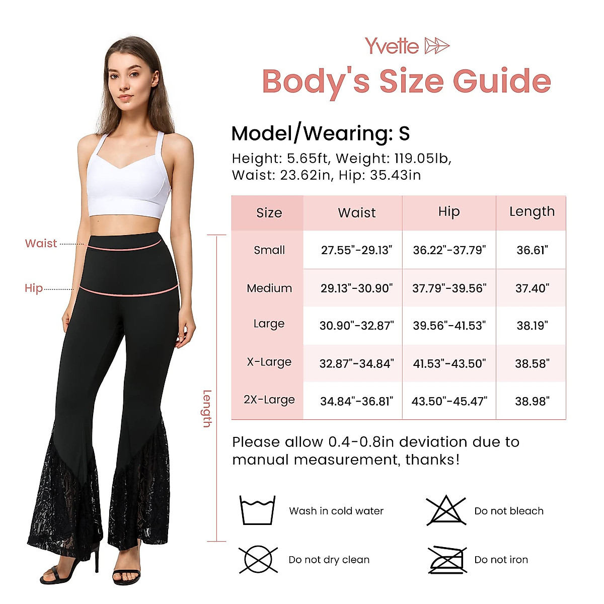 Yvette Bell Bottom Pants for Women Flare Leggings High Waist Wide Leg Bootcut Yoga Pants Tummy Control Dancing