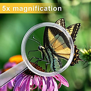 BILLIOTEAM 40 Pcs 5X Plastic Mini Magnifying Glasses, Handheld Magnifiers, Portable Reading Magnifying Glass Bulk, Handheld Magnifying Lens for Kids, Seniors, School, Students, Outdoor