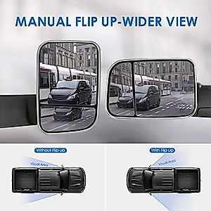 MOSTPLUS Power Heated Towing Mirrors Compatible for 2009-2018 Ram 1500 2500 3500/2019-2023 Ram 1500 Classic Pickup Led Signal Puddle Lights Pair W/Ambient Temperature Sensor (Chrome)