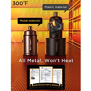 MRGLAS 90W USB C Car Charger,[Super Mini Metal] USB C Car Charger Fast Charging Adapter Dual PD Dual Port Type C Car Cigarette Lighter USB Charger Compatible iPhone 15 14 Pro Max iPad Samsung MacBook