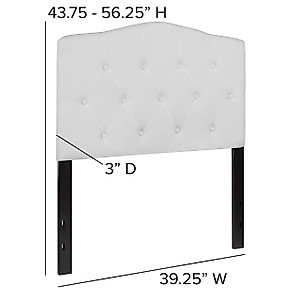 BizChair Tufted Upholstered Twin Size Headboard in White Fabric