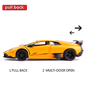TGRCM-CZ 1/36 Scale Murcielago LP670-4 Casting Car Model, Zinc Alloy Toy Car for Kids, Pull Back Vehicles Toy Car for Toddlers Kids Boys Girls Gift (Yellow)