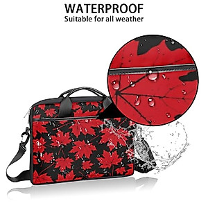 Fall Red Maple Laptop Computer Bag Waterproof Shoulder Messenger Bag 13-15 inch Durable Laptop Tote Bag with Shoulder Strap Handle Lightweight Crossbody Briefcase