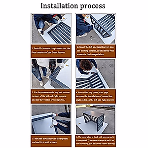 Hid Outdoor Air Conditioning Cover Privacy Fence, Anti-Theft Sturdy Aluminum Heavy Duty Ac Cover with Topper Cover, Freestanding Louvered Space Divider, Patio Furniture Covers Pool Pump Barrier Fenc