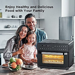 26.3QT/25L Extra-Large Air Fryer Toaster Oven, Convection Oven Countertop, Bake & Broil, 12-in-1 Air Fryer Convection Toaster Oven Combo, Digital Control Multifunction Pizza Oven, Black Nonstick Stainless Steel