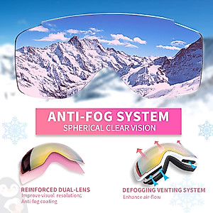 Freela Ski Goggles Snowboard Snow Skiing Snowboarding Equipment Winter Snow Sport Glasses Goggles Anti-fog UV Protection Mirror Clear Goggles for Toddler Kids Girl Boy Youth Snowmobile Snowboard Gear