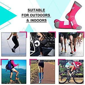 Heatuff Womens 6 Pack Hiking Crew Socks Performance Athletic Cushion Outdoor Trekking Sock