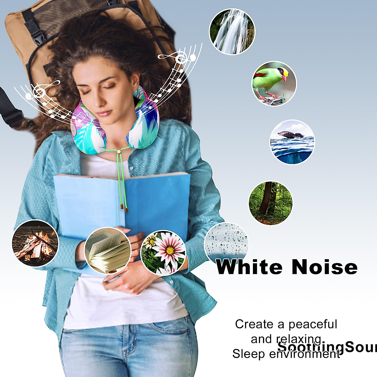 X-Star Bluetooth Music Neck Pillow for Sleeping,360° Support Memory Foam 2in1 Travel Neck Pillow Speaker with Crystal Clear Stereo Cradle Sound, Rich Bass, Wireless Camping,for Home,Party,Gaming