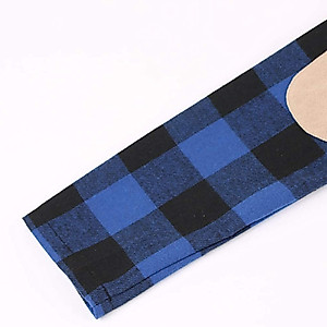 Women's Long Sleeve Open Front Cardigan Buffalo Plaid Knitted Tops Shirts Blue