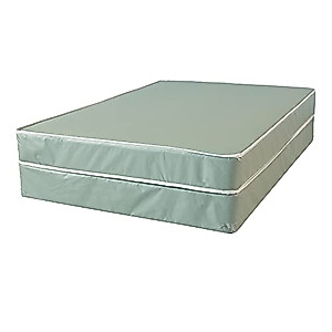 Mattress Comfort, 8-Inch Firm Double Sided Tight top Waterproof Vinyl Innerspring Mattress & 8" Wood Box Spring Set, Full XL