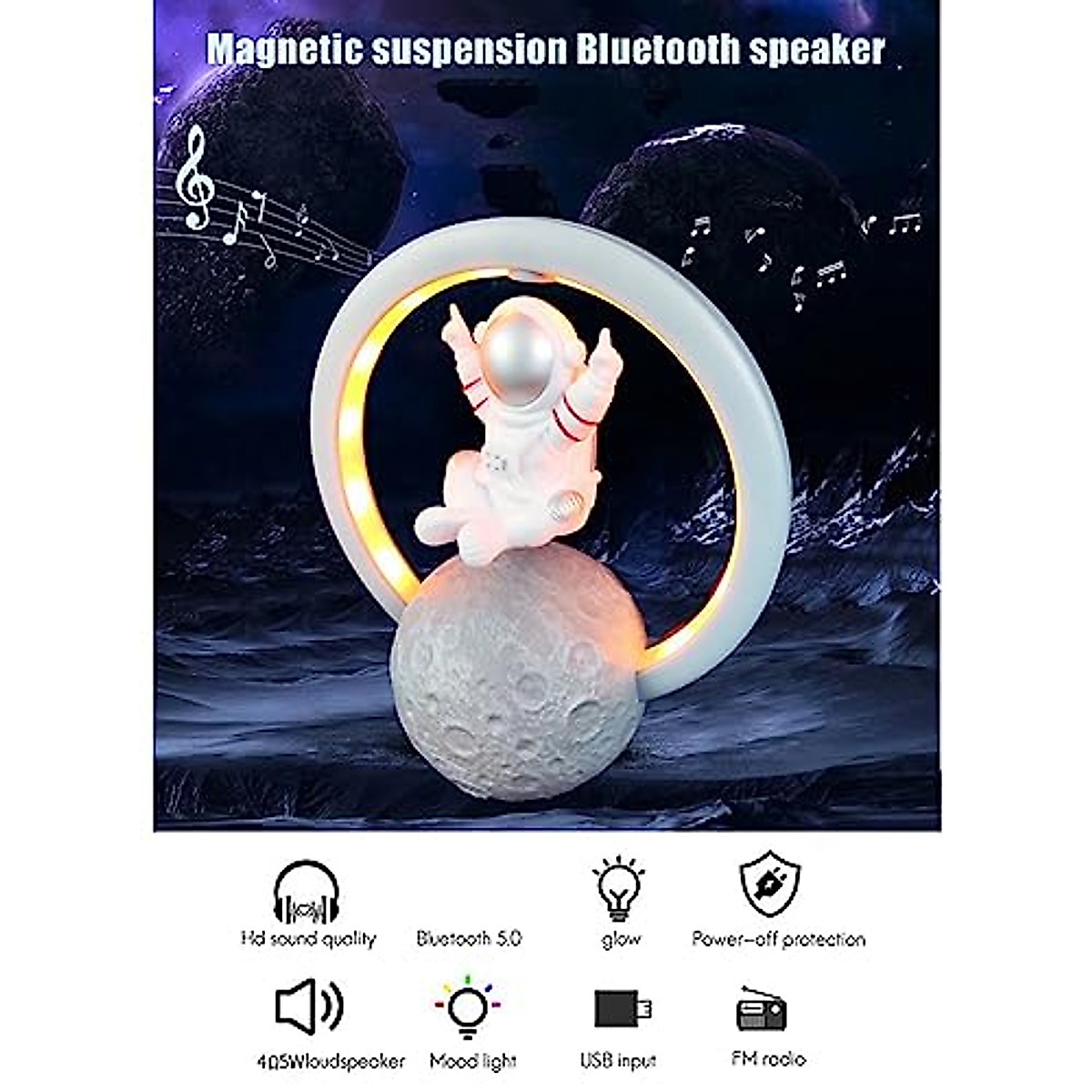 PRIZOM Bluetooth Speaker Subwoofer Sound Box Portable Plastic with Led Light Support USB TF Card for Office Outdoor Home Player