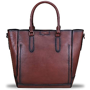 Genuine Leather Handbags for Women Vintage Handmade Tote Purse Cowhide Shoulder Bag Satchel Top-Handle Bags for Ladies (Coffee)