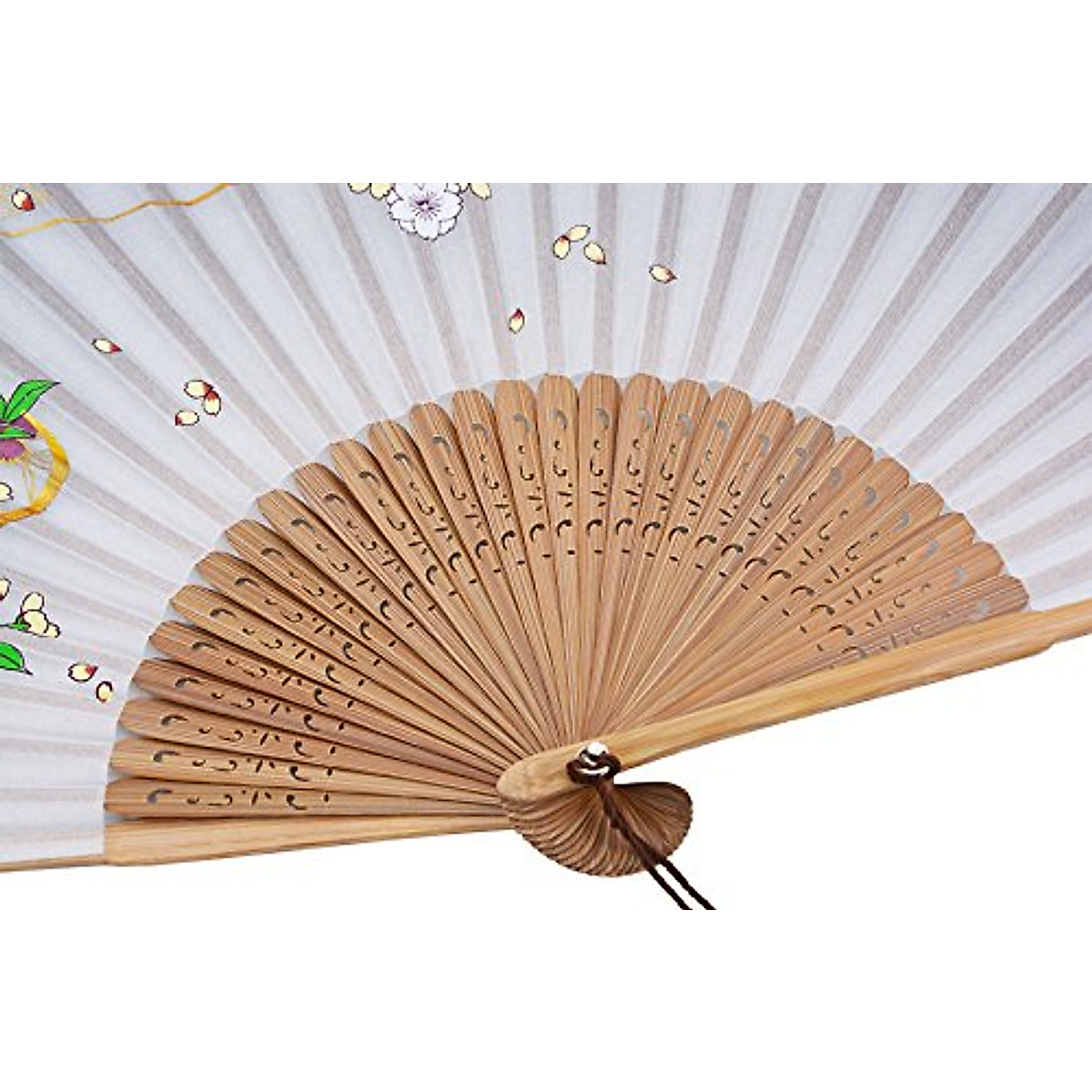 Amajiji Charming Elegant Modern Woman Handmade Bamboo Silk 8.27" (21cm) Folding Pocket Purse Hand Fan, Collapsible Transparent Holding Painted Fan with Silk Pouches/Wrapping LXHSZ (LXHS-21)