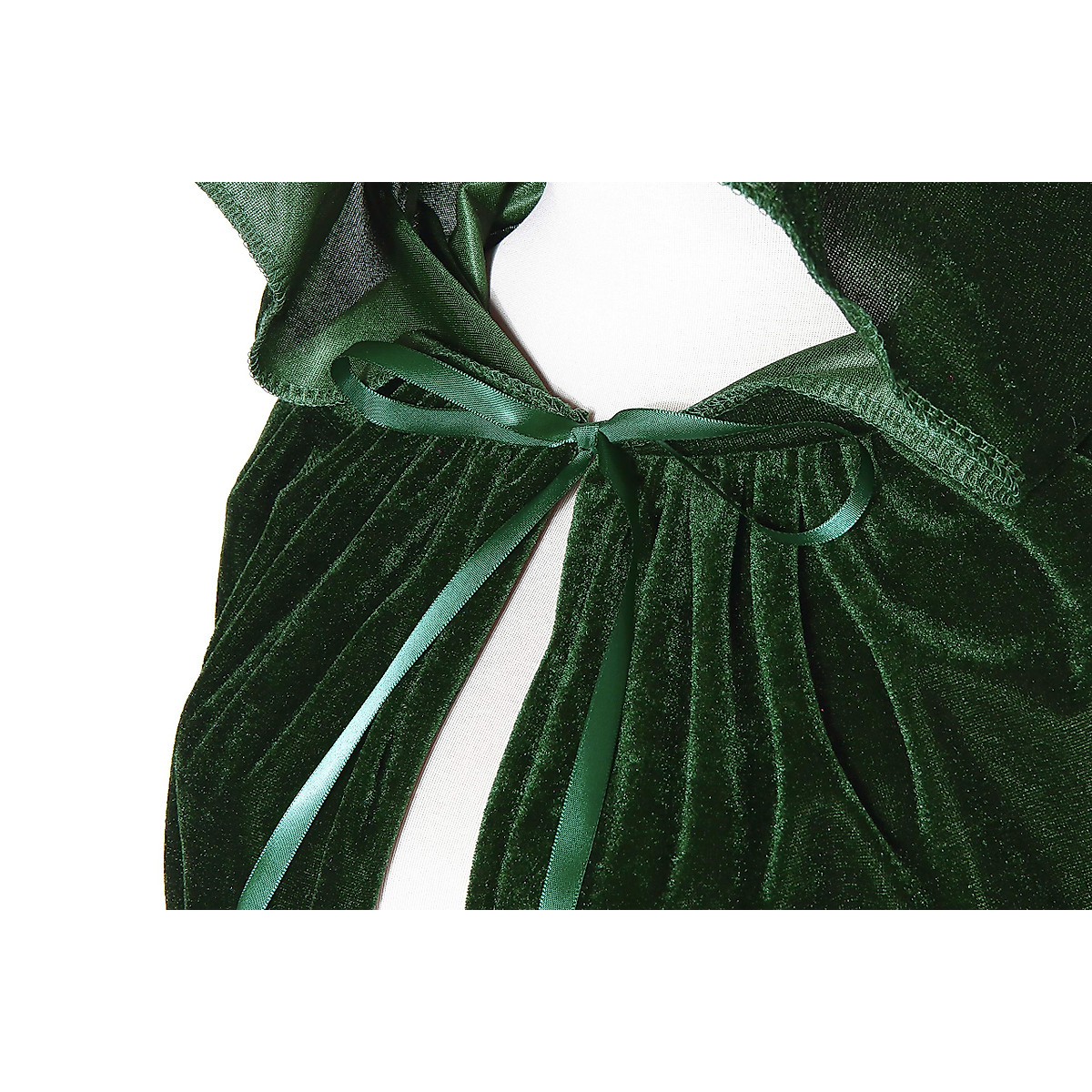 BIGXIAN Long Hooded Cloak Velvet Cape Witch Costume Halloween Costumes for Women Men (Dark Green, Large)