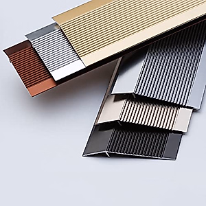10cm Extra Wide Metal Floor Transition Strip Carpet Edge Strip,Wood Transition Laminate Flooring Strip for Floor Tiles,Carpet,Doors(Color:Black,Size:Length 90cm/35inch)