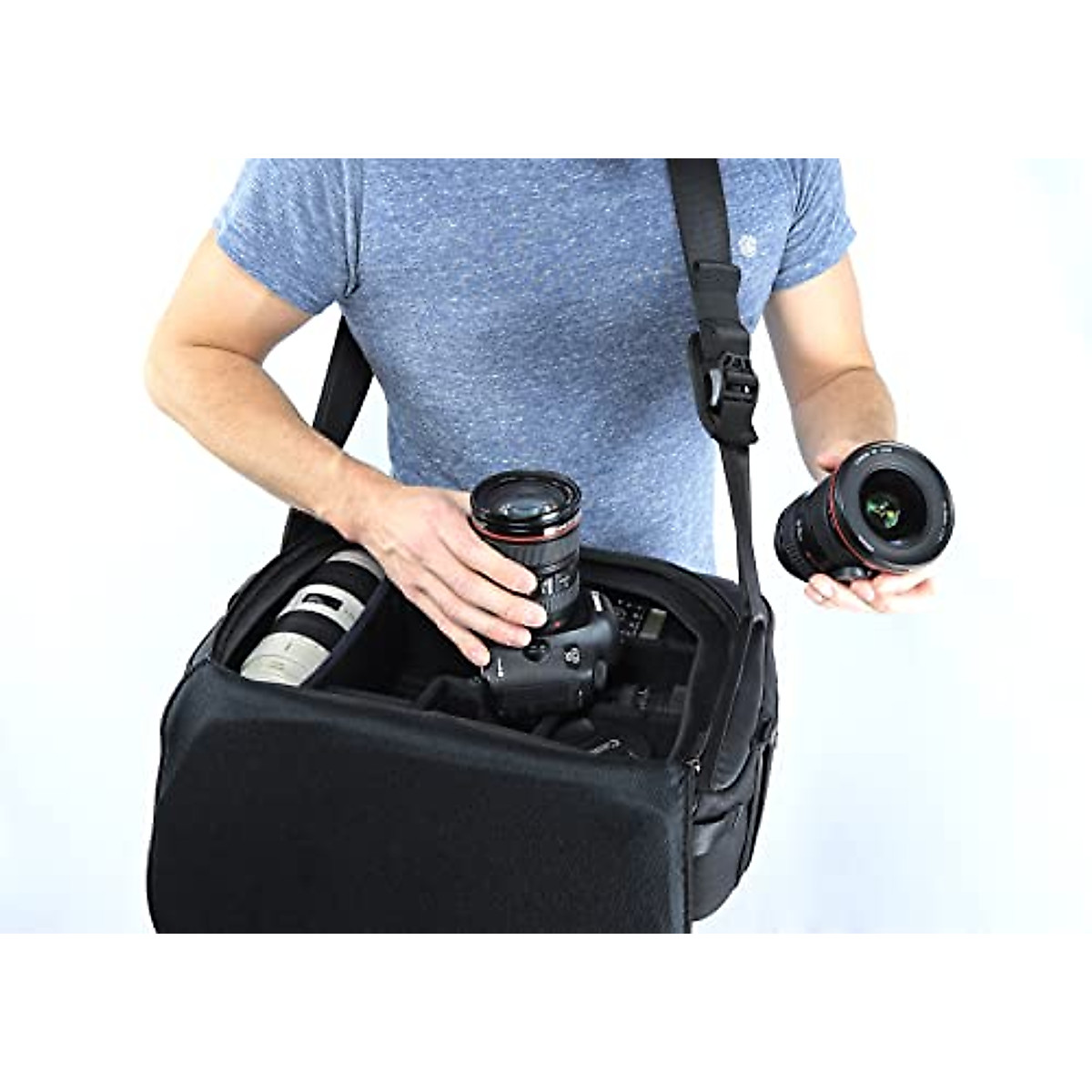 BEVISGEAR Top Shelf Camera Bag, Water Resistant Sling Backpack for Photo and Video with hidden Tripod Holder, works with DSLR, SLR, Mirrorless cameras and more
