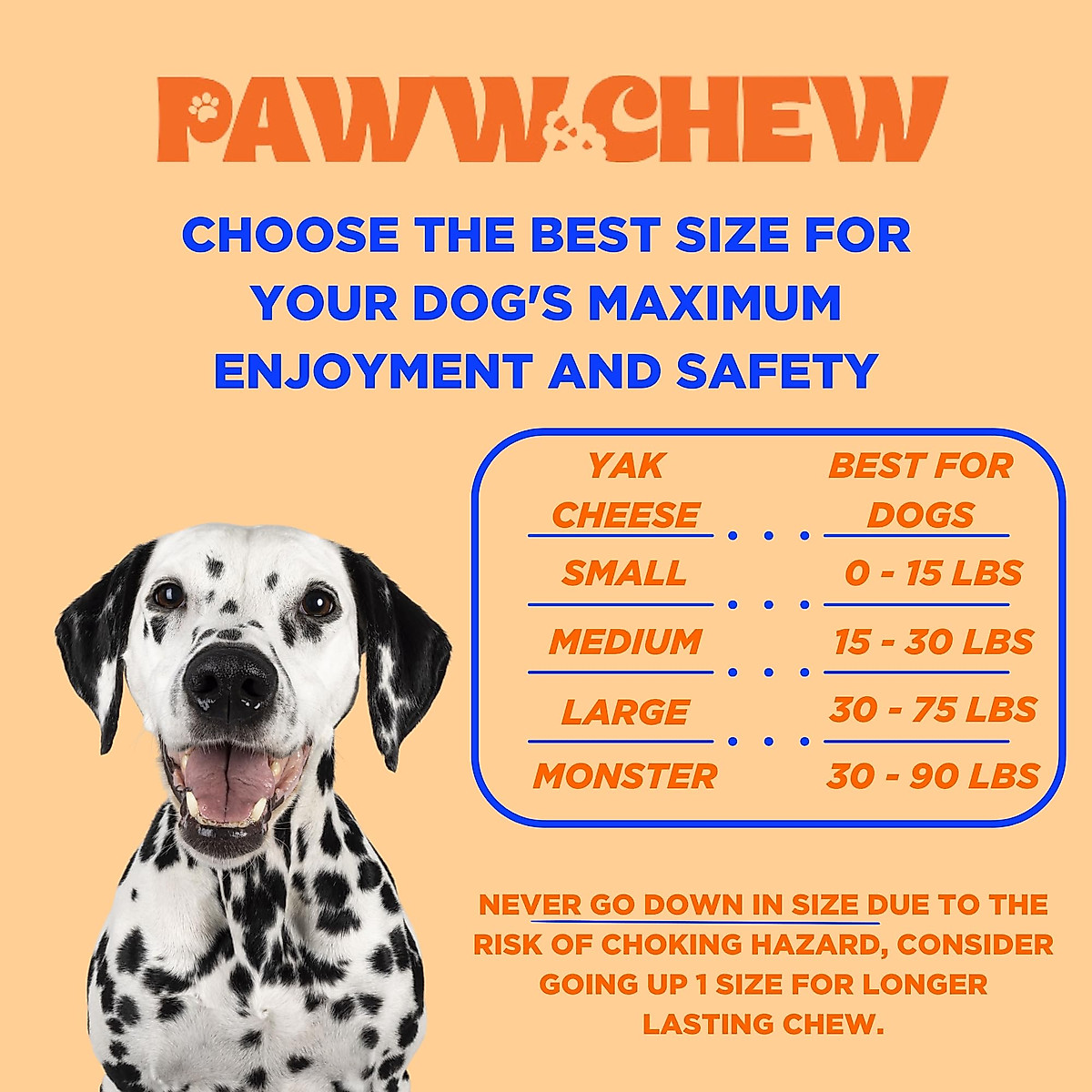 Paww Chew Yak Cheese Himalayan Dog Chews - All Natural Long Lasting Dog Treats, (Monster - 2 Pack) Odorless, High Protein Yak Chew, Great For Oral Health, Only 3 Ingredient Yak Bones for Power-Chewers