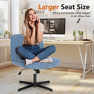 Sweetcrispy Office Chair No Wheels - Armless Desk Chair No Wheels Cross Legged Office Chair Wide Swivel Home Office Desk Chairs