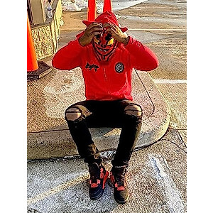 Sunwittafy Y2k Hoodie Men Women Black Rhinestone Full Zip Up Hoodie Over Face Oversized Sweatshirt Trendy Streetwear