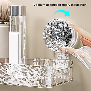 Androf Acrylic Transparent Shower Storage Rack, No Drill Clear Wall Caddy Suction Cup, Raidley Easymount Bathroom Storage Shelf, Light Luxury Punch-Free Corner Shelves with Rabbit (Clear Square)