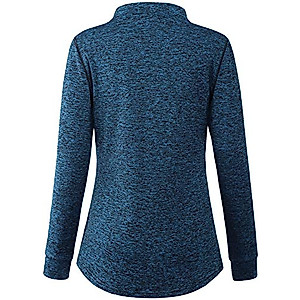 Fulbelle Thermal Fleece Long Sleeve Workout Shirts Women,Thumbhole Fall Fashion Winter Outdoor Running Casual Blouses Exercise Sweatshirts Athletic Performance Sweater Pullover Dark Blue Small