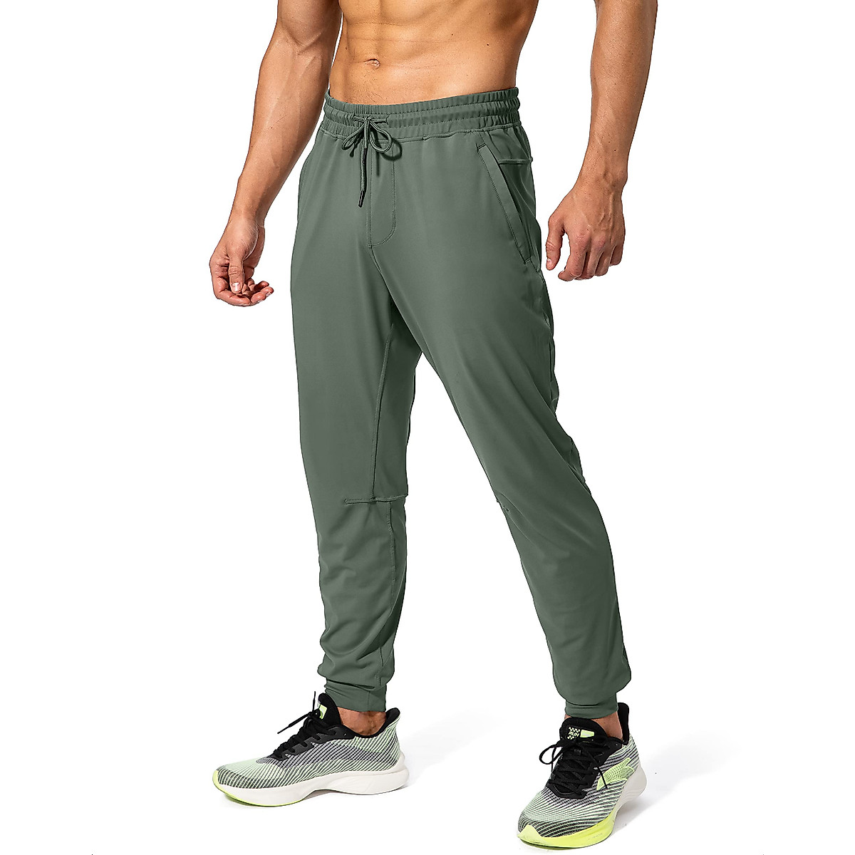G Gradual Men's Sweatpants with Zipper Pockets Athletic Pants Traning Track Pants Joggers for Men Soccer, Running, Workout (Sage Green, Large)