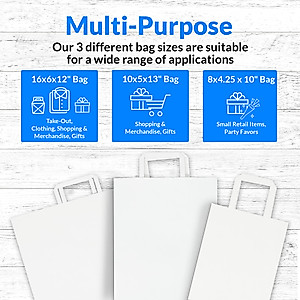 Reli. Paper Bags w/Handles, White | Assorted Large Sizes | 75 Pcs (25 Bags Per Size) - Bulk | 8x4.25x10-10x5x13-16x6x12 | White Paper Bags Combo Pack | Retail Bags/Shopping Bags, Gift Bags