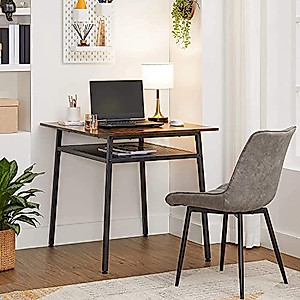 VASAGLE Dining Table, Square Office Desk with Storage Compartment, Industrial, 31.5 x 31.5 x 30.7 Inches,Brown