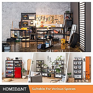 HOMEDANT 5-Tier Laminated Metal Shelving Unit Adjustable Garage Storage Utility Rack Heavy Duty Shelves Organization Multipurpose Shelf Warehouse Basement Shed Pantry 28" W x 12.3" D x 59.5" H 1Pack