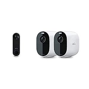 Arlo Essential Spotlight Camera | Wire-Free, 1080p Video (White) Video Doorbell | HD Video Quality, 2-Way Audio, Package Detection | Motion Detection and Alerts | Built-in Siren