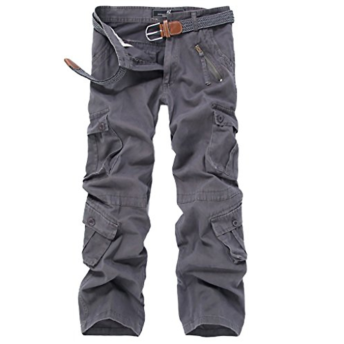 Elonglin Mens Military Combat Pants Cargo Trousers Multipockets Gray W 27 (Asian 28)
