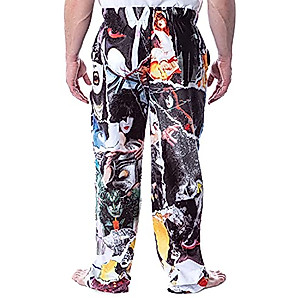 KISS Men's Rock Band Magazine Rip Photo Art Adult Loungewear Pajama Pants (Medium) Multi