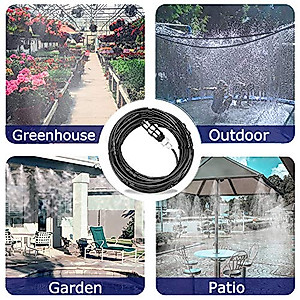 CozyCabin Outdoor Misting Cooling System with Pump - 40ft (12m) Misting Line with Filter + 6 Brass Mist Nozzles (3/4") for Patio Garden Greenhouse Watering Distribution System (12m (40ft))