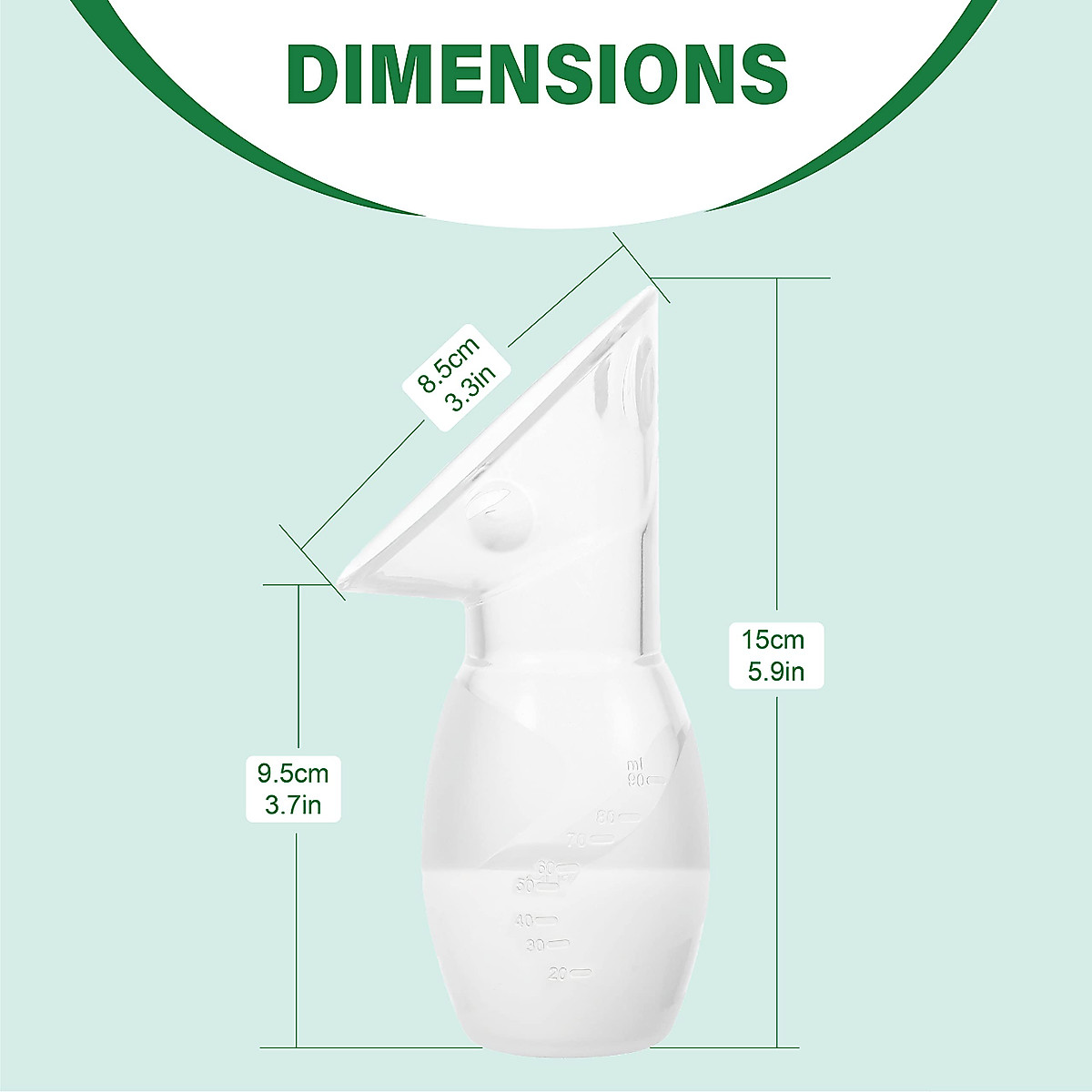 Amplim Gen 2 Manual Breast Pump/Collector for Breastfeeding with Stopper (2-Pack 4 oz/100ml) Food Grade Silicone BPA PVC and Phthalate Free (Blue + Green)