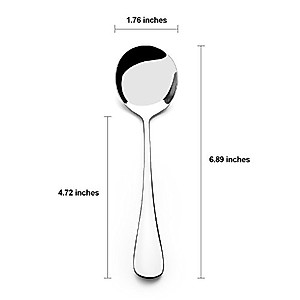 Soup Spoons, AmoVee Wholesale Stainless Steel Alpha Round Spoons, Set of 8