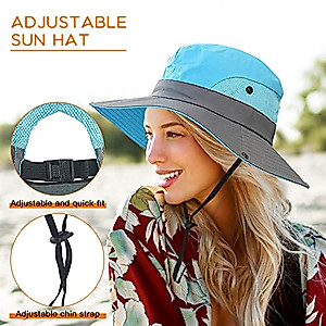 Sun Hats for Women Beach Hat Ponytail Hat Womens Sun Hat Wide Brim Sun Hat Women Sky Blue