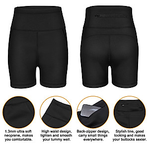 CtriLady Women Wetsuit Shorts Surfing Kayaking Snorkeling Swimming Pants Swimsuit Bottom Water Sports Swimwear Capris with Back-Zipper-Pocket(Black, Medium)
