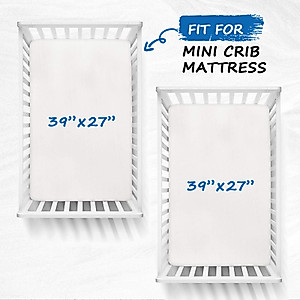 Pack and Play Sheets 27"x 39" Compatible with Graco, Dream on Me Pack N Play, Cotton Mini Crib Sheets 2 Pack, Stretchy Playard Crib Fitted Sheet for Baby Girl Boy, White