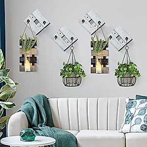SLLPL Wooden Key Holder Wall Mounted - Coat Hooks for Wall, 4 Pack Wood Wall Hooks for Hanging, Rustic Key Hanger with Hooks for Keys, Coats, Bag, Leash, Key Rack for Entryway, Office, White