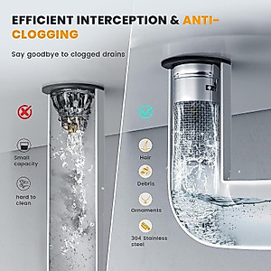 Bathroom Sink Stopper Hair Catcher, 2Pcs Stainless Steel Floor Drain Filter Up Sink Drain Strainer with Removable Filter Basket for Washbasins, Bathtubs, 2.4x3.1in