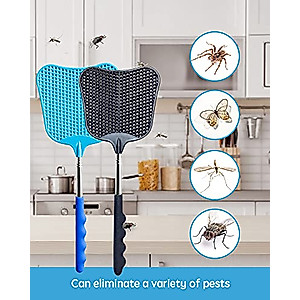 CUNCUI Fly Swatters Heavy Duty Set, with Durable Telescopic Stainless Steel Extendable Handles, for Home, Classroom and Office, 2Pcs, 2 Colors