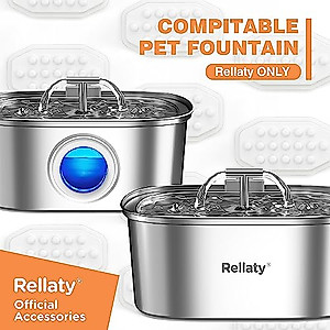 Rellaty Official Cat Water Fountain Filters Replacement & Pre-Filter Sponges for 3.2L/108oz Automatic Pet Fountain Dog Water Fountain