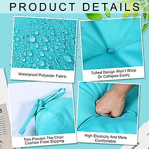 Mixweer 6 Pack Outdoor/Indoor High Back Chair Cushion Waterproof Rocking Chair Pads Tufted Seat/Back Chair Cushion Weather Resistant Adirondack Chair Cushions for Outdoor Patio Furniture (Blue)