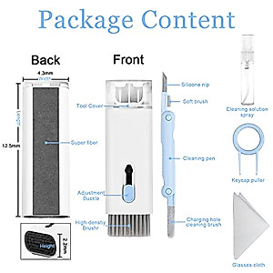 Laptop Screen Keyboard Earbud Cleaner Kit for Airpods Pro MacBook iPad iPhone iPod, walrfid Touchscreen Airpod Cleaning Pen Brush Tool Key Remover for PC Monitor TV Phone Computer Headphone - Blue