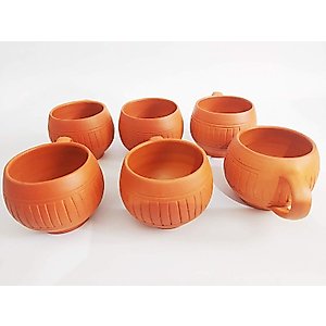 Odishabazaar Terracotta(Real Mitti) Unglazed Clay Mud Tea Cup - Set Of 6 using for Tea And Coffee 120ml