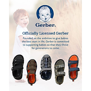 GERBER Baby Boys' Sandals - Adjustable Summer Sports Sandals (Infant/Toddler), Size 4 Infant, Grey/Neon Lime